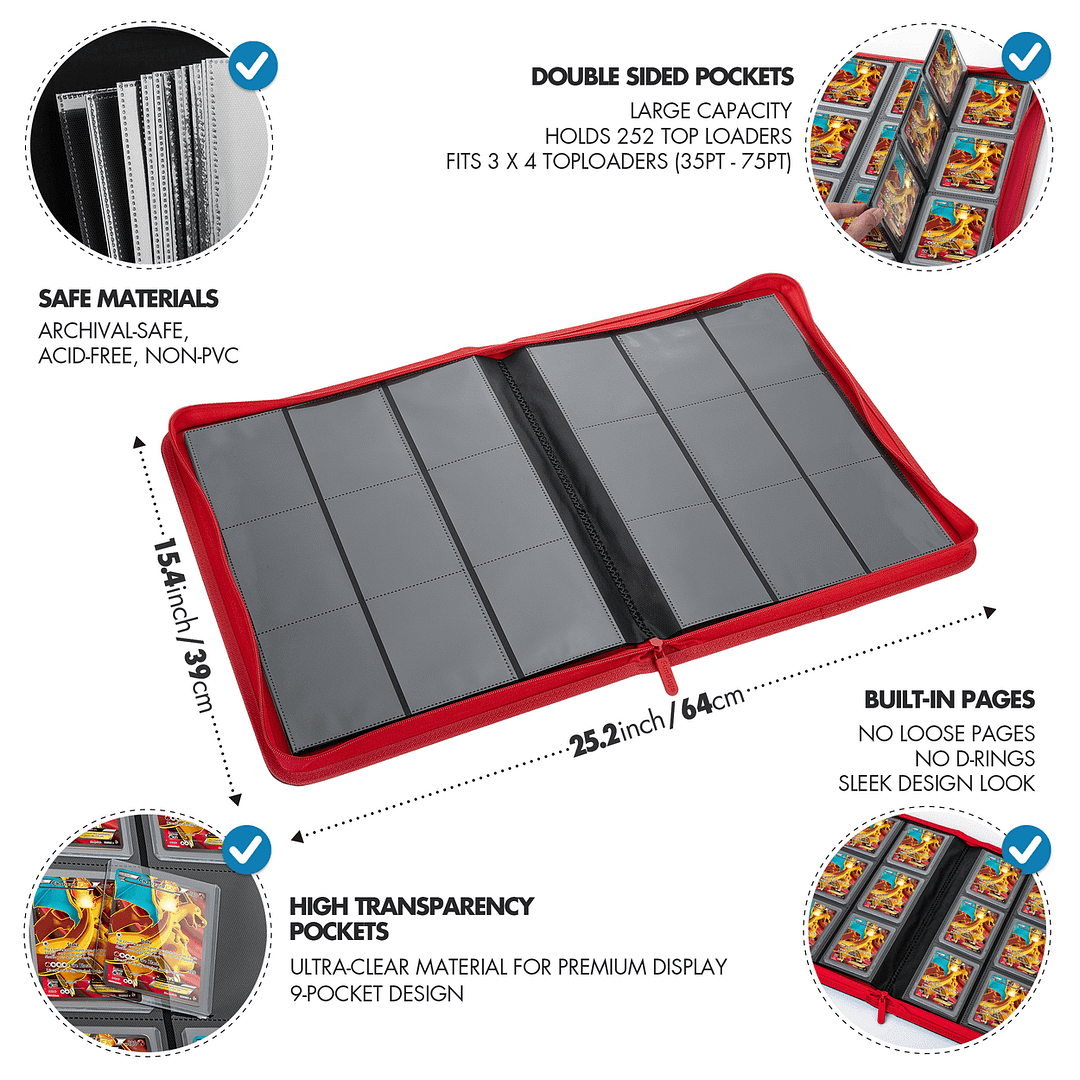 Toploader 9 Pocket Side-Loading Binder – Red – Fun Guys