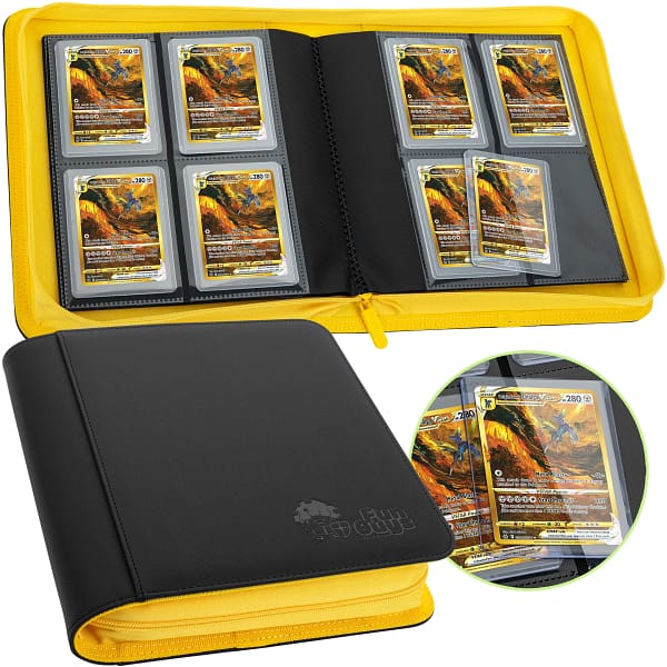 Toploader 4 Pocket Side-Loading Binder – Black and Yellow – Fun Guys