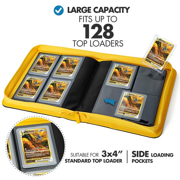 Toploader 4 Pocket Side-Loading Binder – Black and Yellow – Fun Guys