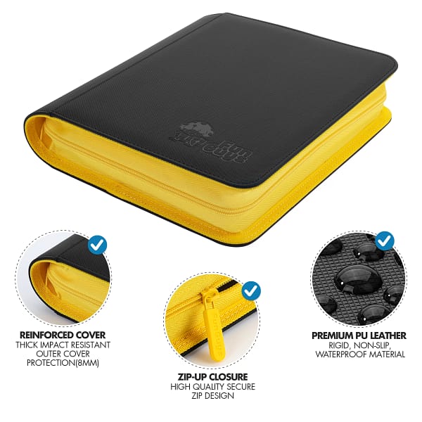 Toploader 4 Pocket Side-Loading Binder – Black and Yellow – Fun Guys