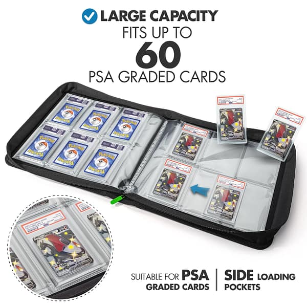 Graded Card 6 Pocket Side-Loading Binder – Black – Fun Guys