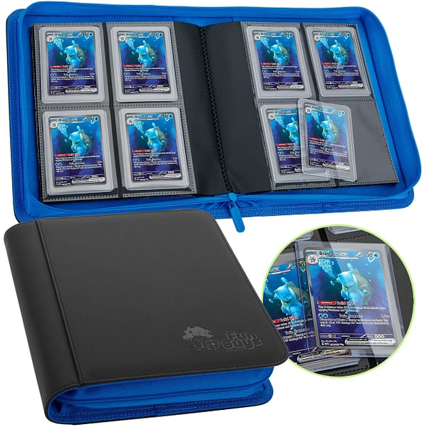 Toploader 4 Pocket Side-Loading Binder – Black and Blue – Fun Guys